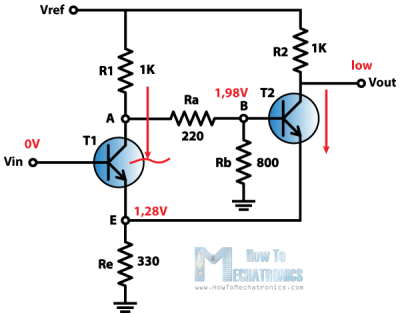 Transistor Schmitt Trigger Working Principle - How To Mechatronics