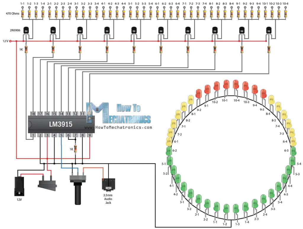Infinity Mirror Music VU Meter Electronics Project using LM3915 IC - How To Mechatronics